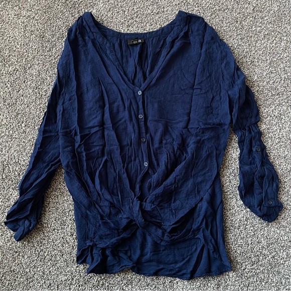 a.n.a | Tops | Navy Blue Blouse | Poshmark